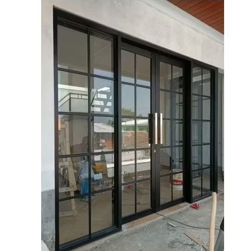 Jual pintu sleding custom L350 x T 210 dobel 2 daun +2kacamati hitam ...