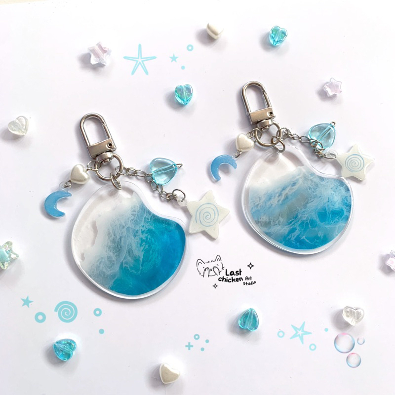 Jual Sea keychain aesthetic | blue wave sea keychain acrylic | wave ...