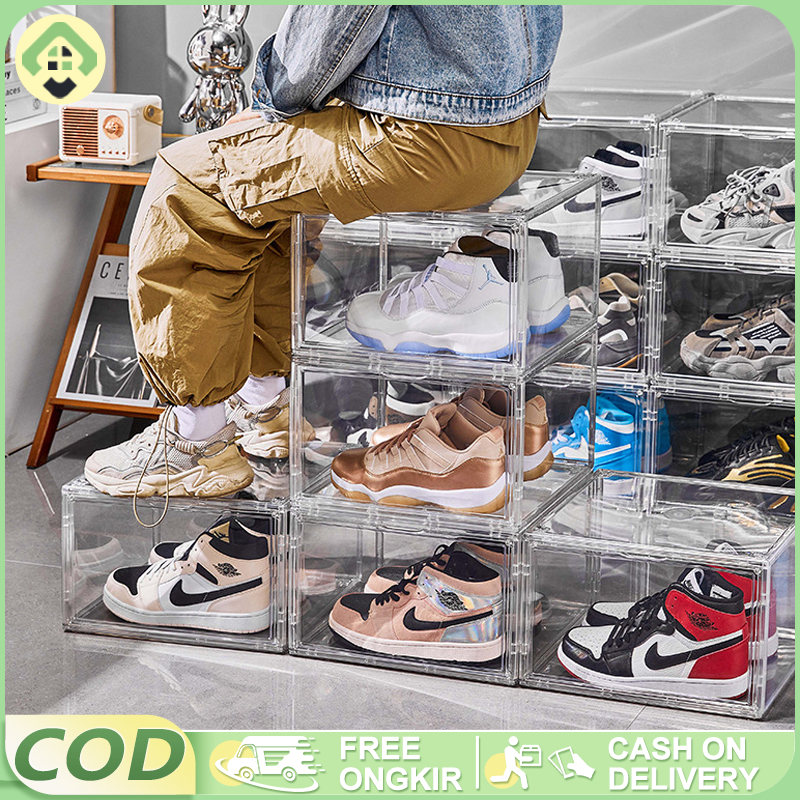 Jual Kotak Sepatu Lipat Transparan Tebal Shoes Storage Box Kotak Sepatu ...