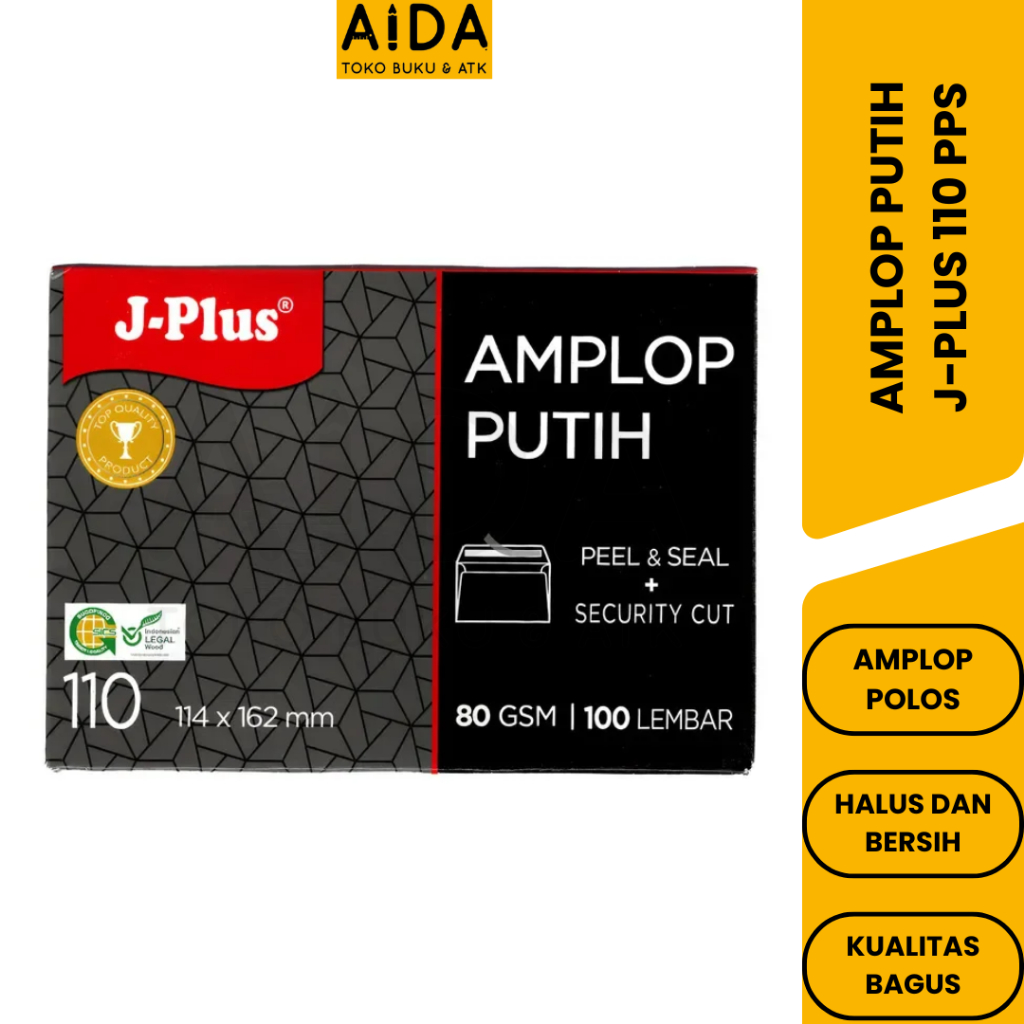Jual AMPLOP Putih Polos Premium J-PLUS 110 80gsm lem/perekat | Shopee ...