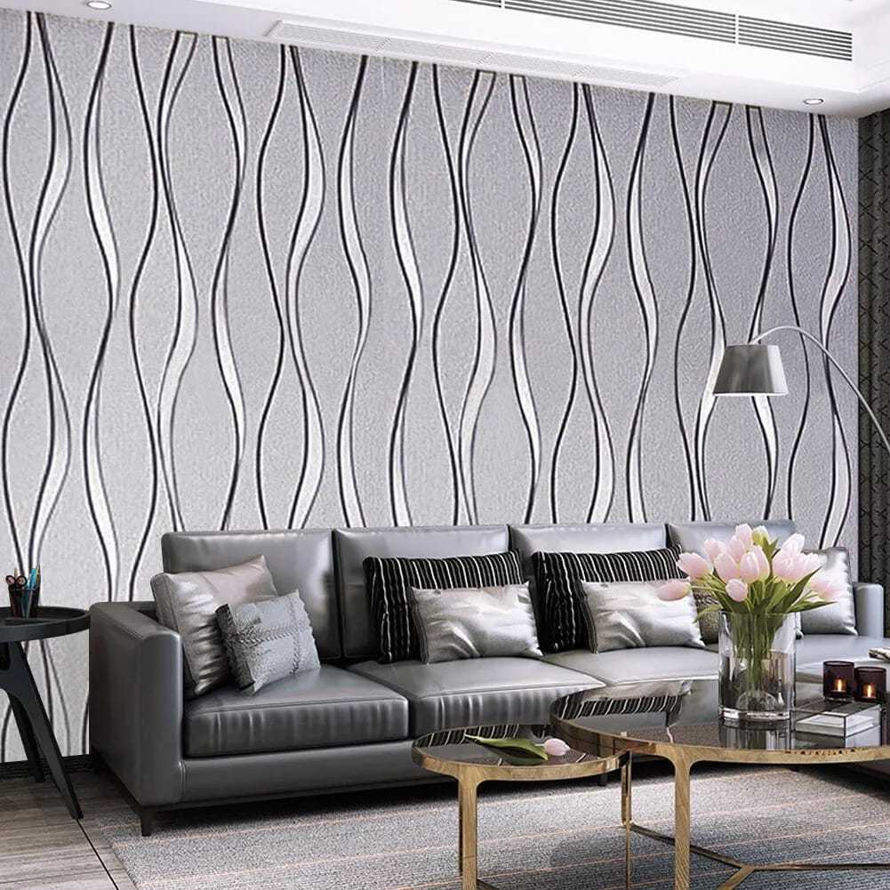 Jual Wallpaper Dinding Stiker Riang Tamu Wave Abu 8m Lebar 45cm ...