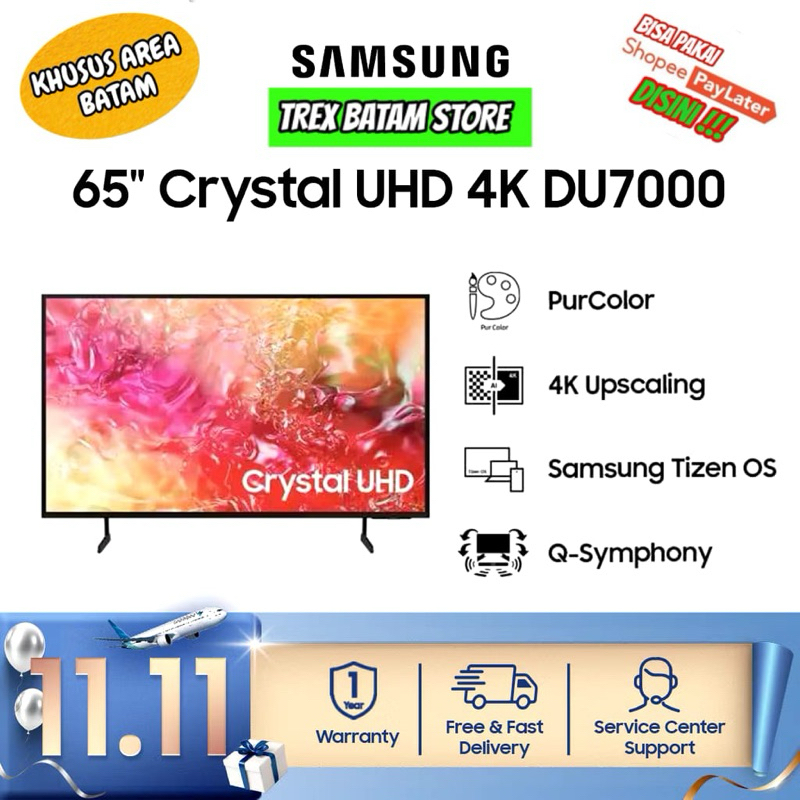 Jual SAMSUNG SMART TV 65 " INCH 4K DU7000 GARANSI RESMI [ BATAM ] | Shopee Indonesia