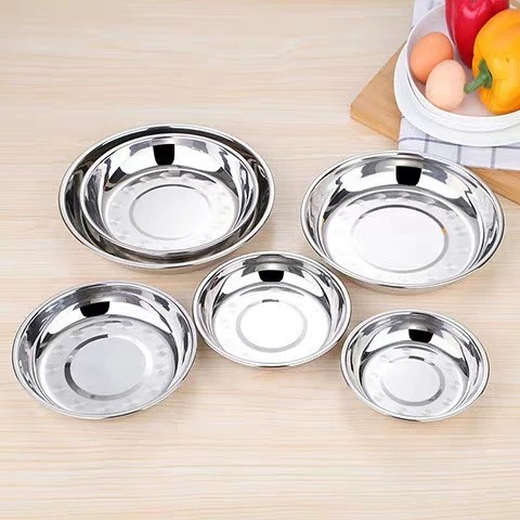 Jual Piring Makan Rice Plate Bulat Tebal Stainless Steel Food Grade ...