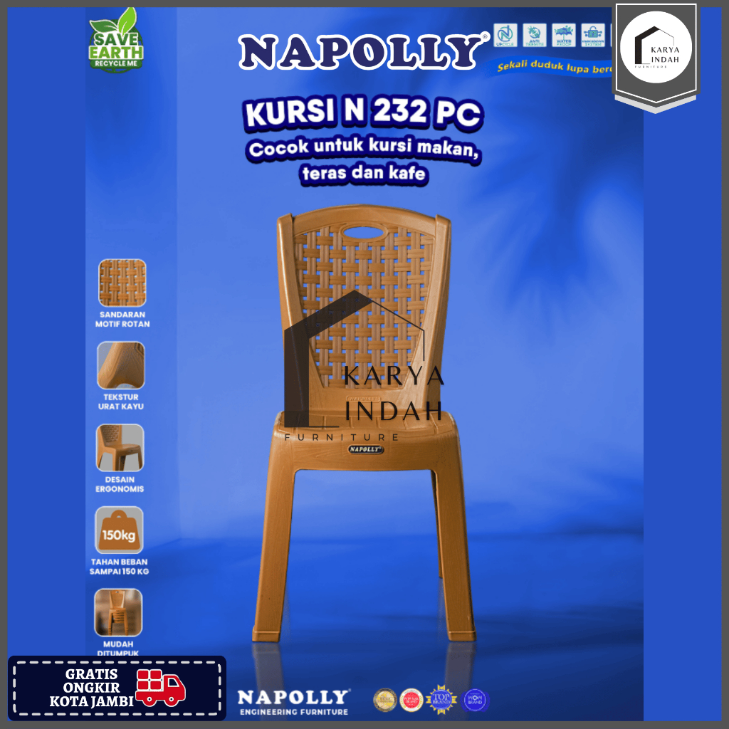 Jual Kursi Plastik NAPOLLY BIG N 232 233 CHAIR - Bangku Makan Motif ...