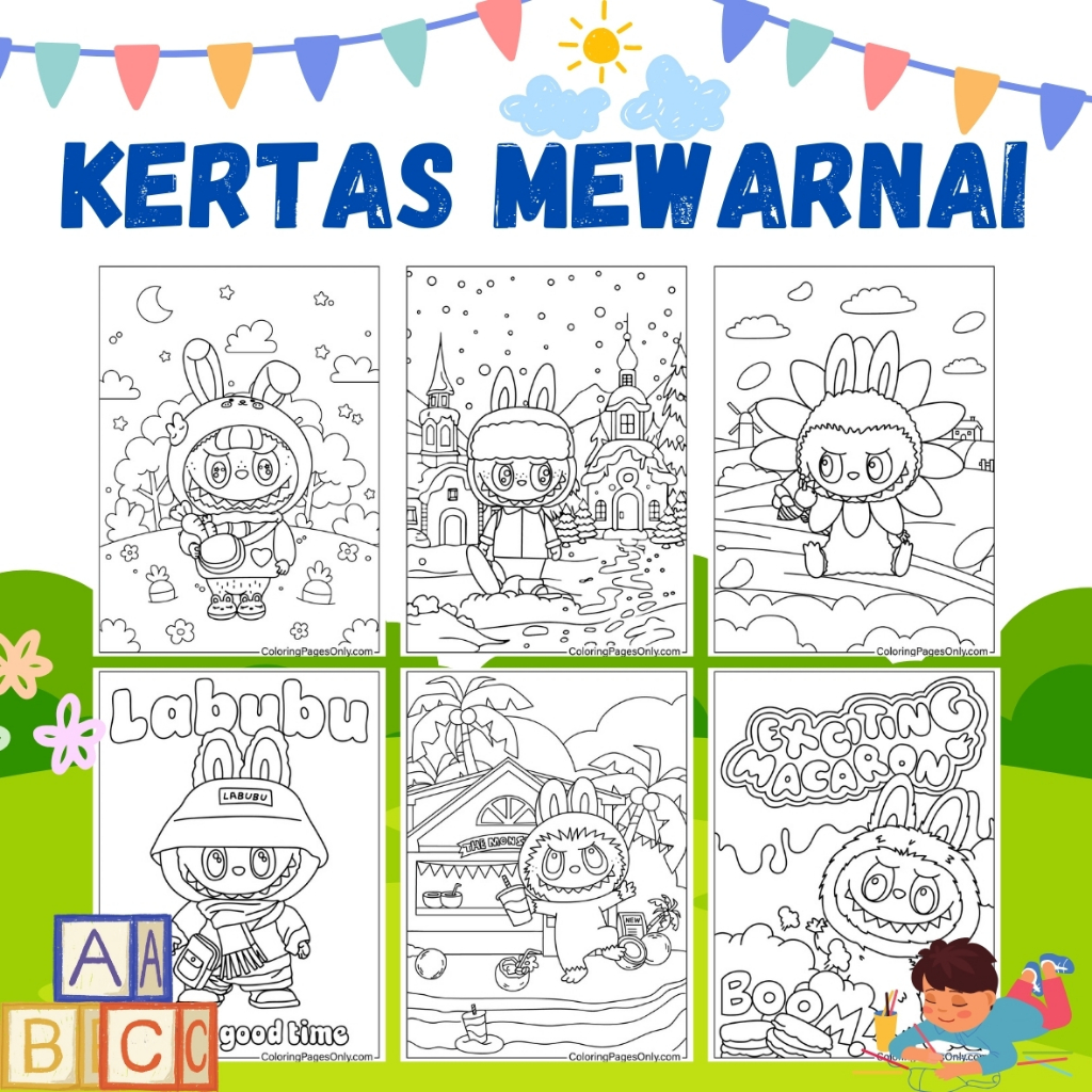 Jual KERTAS MEWARNAI COLORING SATU PACK TEMA LABUBU | COLORING BOOK ...