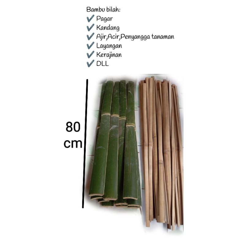Jual 80cm Bambu bilah belah pring bahan pagar pager per batang | Shopee ...