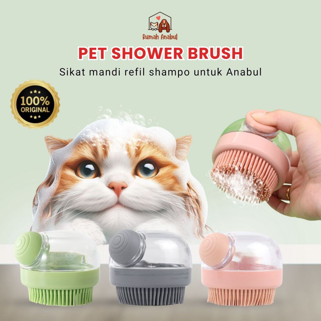 Jual Sikat Mandi kucing Anjing Isi Sabun - Pet Shower Brush - Sikat ...