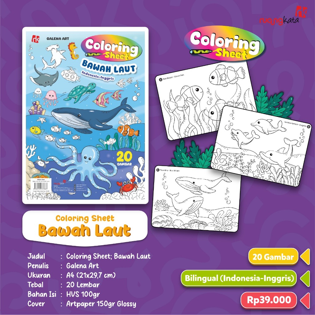 Jual Buku Anak Seri Coloring Sheet - Galena Art - Ruang Kata | Shopee Indonesia