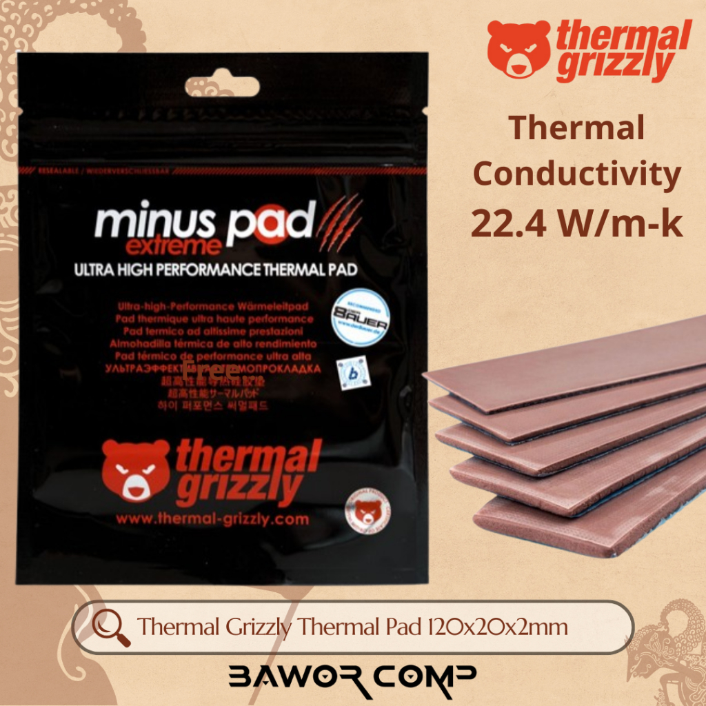 Jual Thermal Grizzly Minus Pad Extreme Performance Thermal Pad 120x20x2mm | Shopee Indonesia