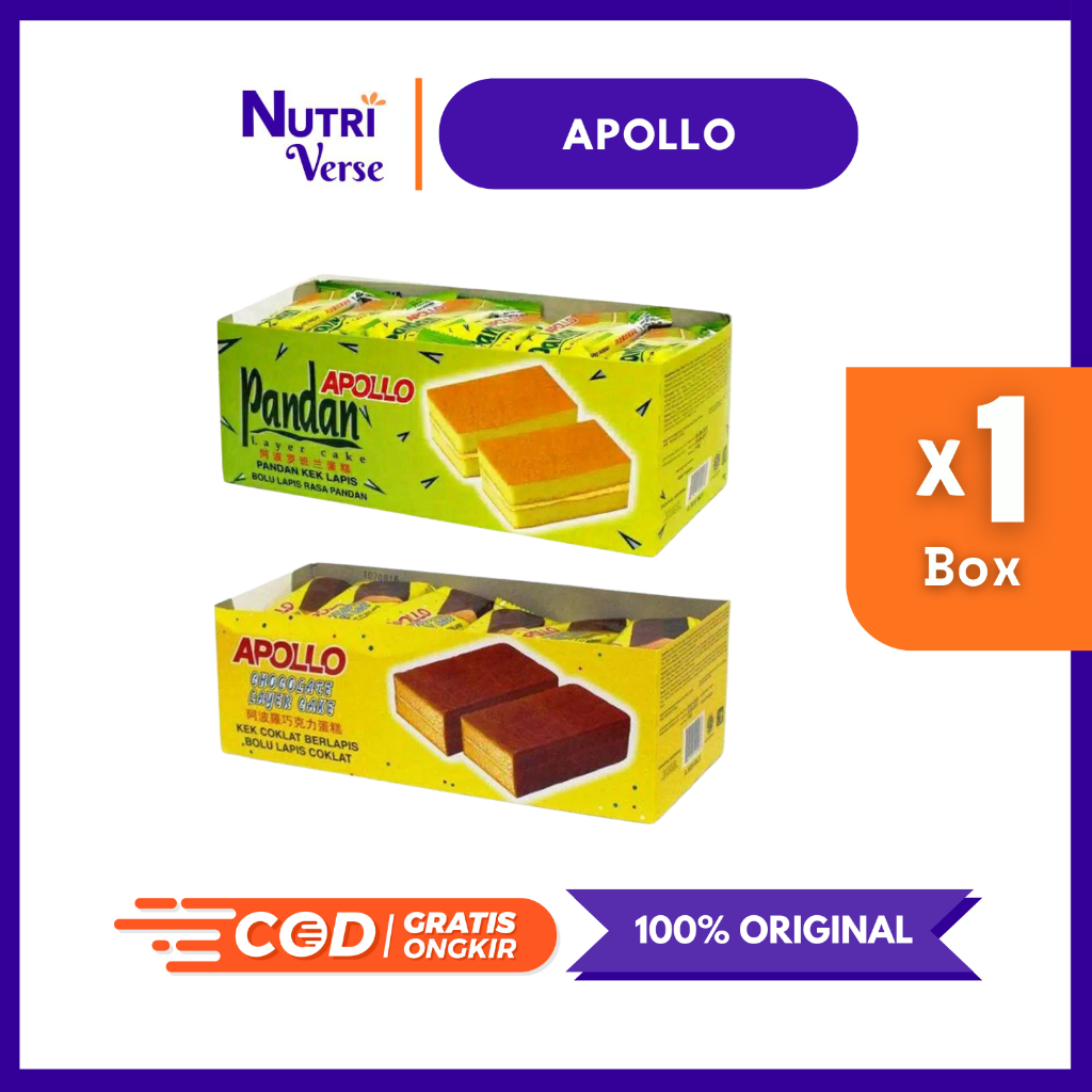 Jual Apollo Layer Cake 24X18Gr | Bolu Kek Lapis Isi Pandan/Coklat ...