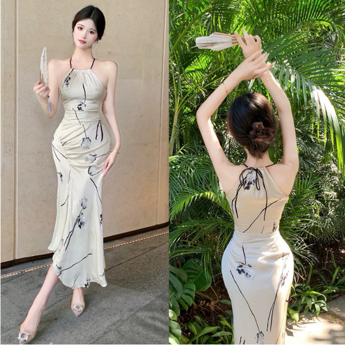 Jual EMITA BLOOM midi dress cantik ke pantai press body tanpa lengan ...