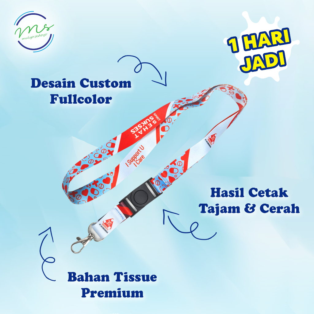 Jual Lanyard Custom Nama Printing Full 2 Sisi Ukuran 2cm dan 2,5 cm ...