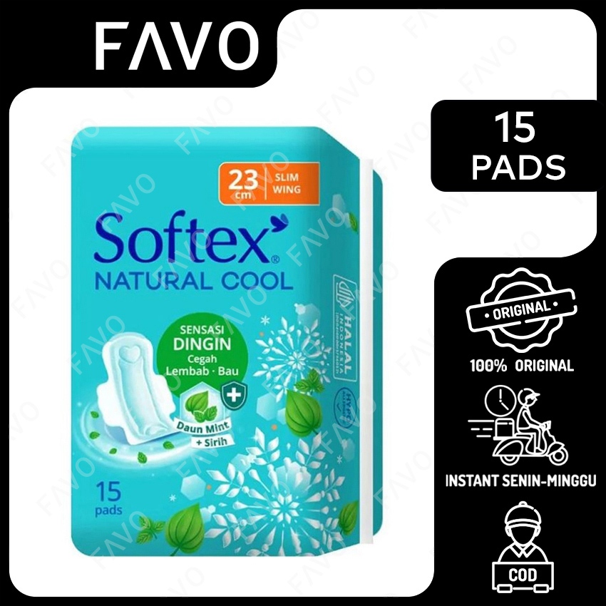 Jual Pembalut Wanita - Softex Natural Cool Super Slim Wing 23 cm - 15 ...
