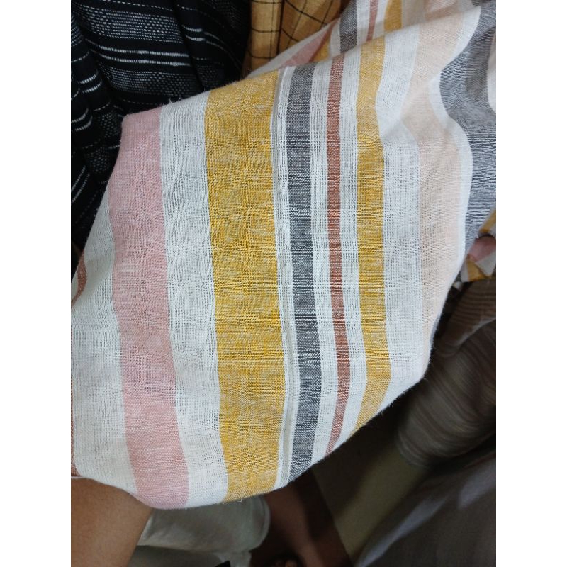 Jual Kain katun linen garment motif//Bahan katun linen garment meteran ...