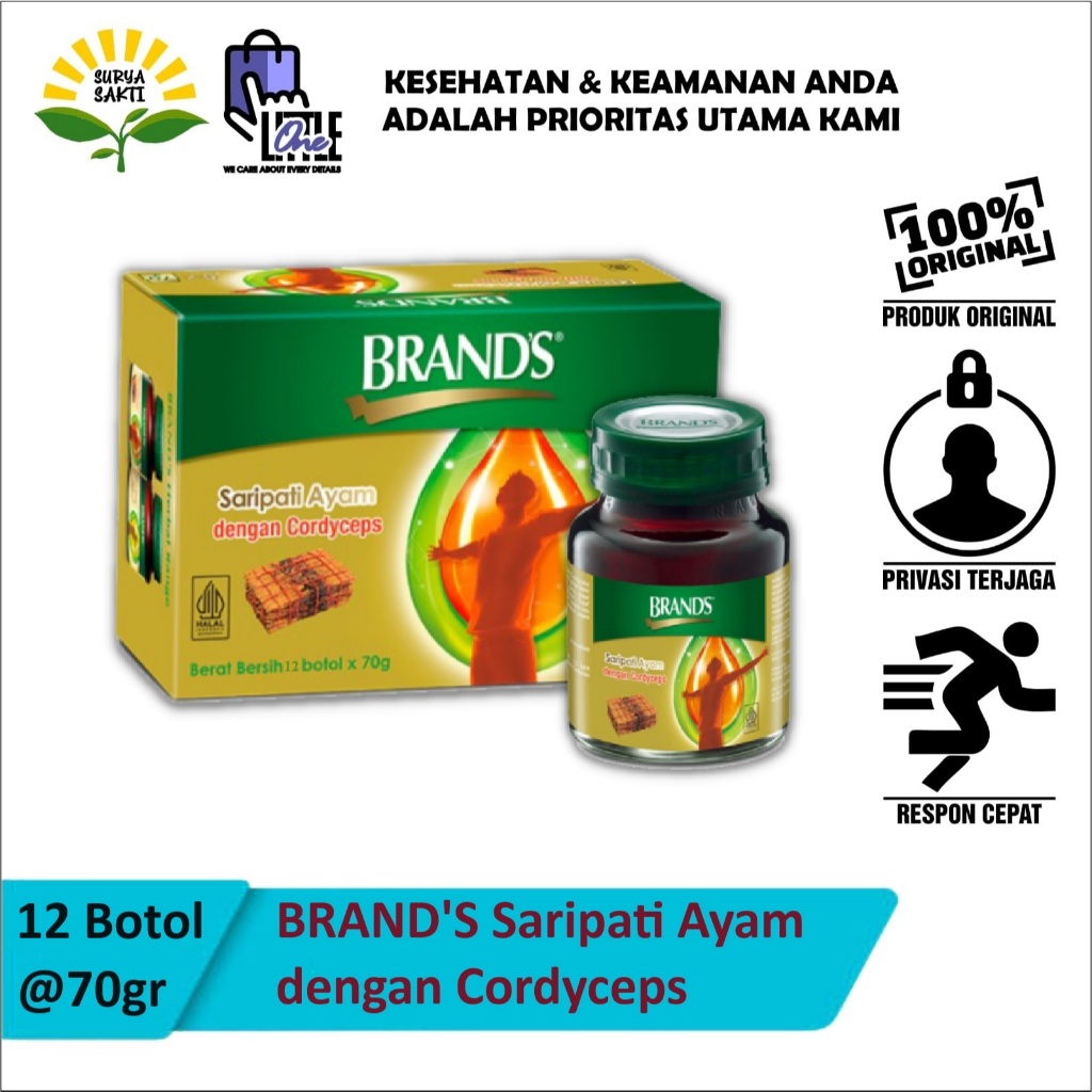 Jual BRANDS SARIPATI AYAM 70 GRAM x 12 BOTOL DENGAN CORDYCEPS | Shopee ...