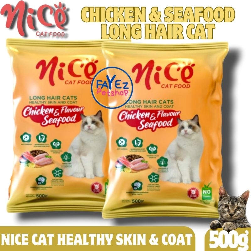 Jual Nice cat chicken seafood long hair healthy skin coat 500g freshpack ( nice cat long hair ...