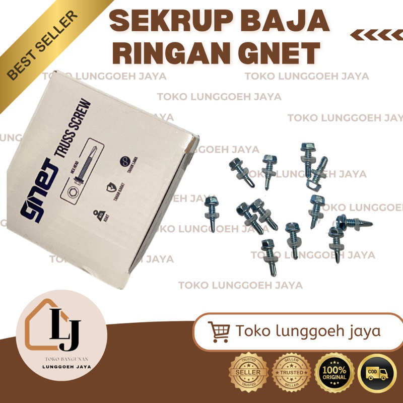 Jual 200 pcs Sekrup Baja Ringan GNET | Truss Screw | Skrup Baut Hex ...