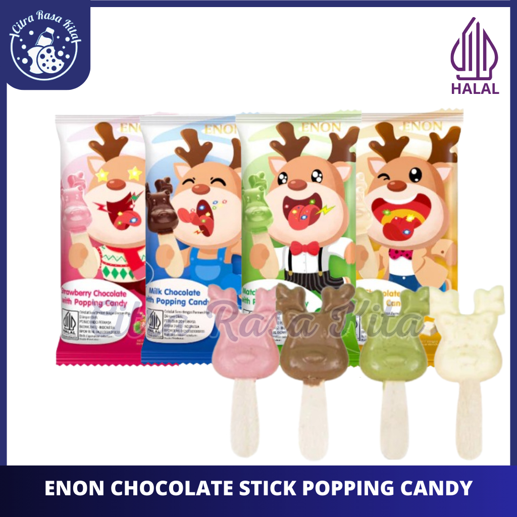 Jual Enon Chocolate Stick With Popping Candy Animal Karakter 15gr ...