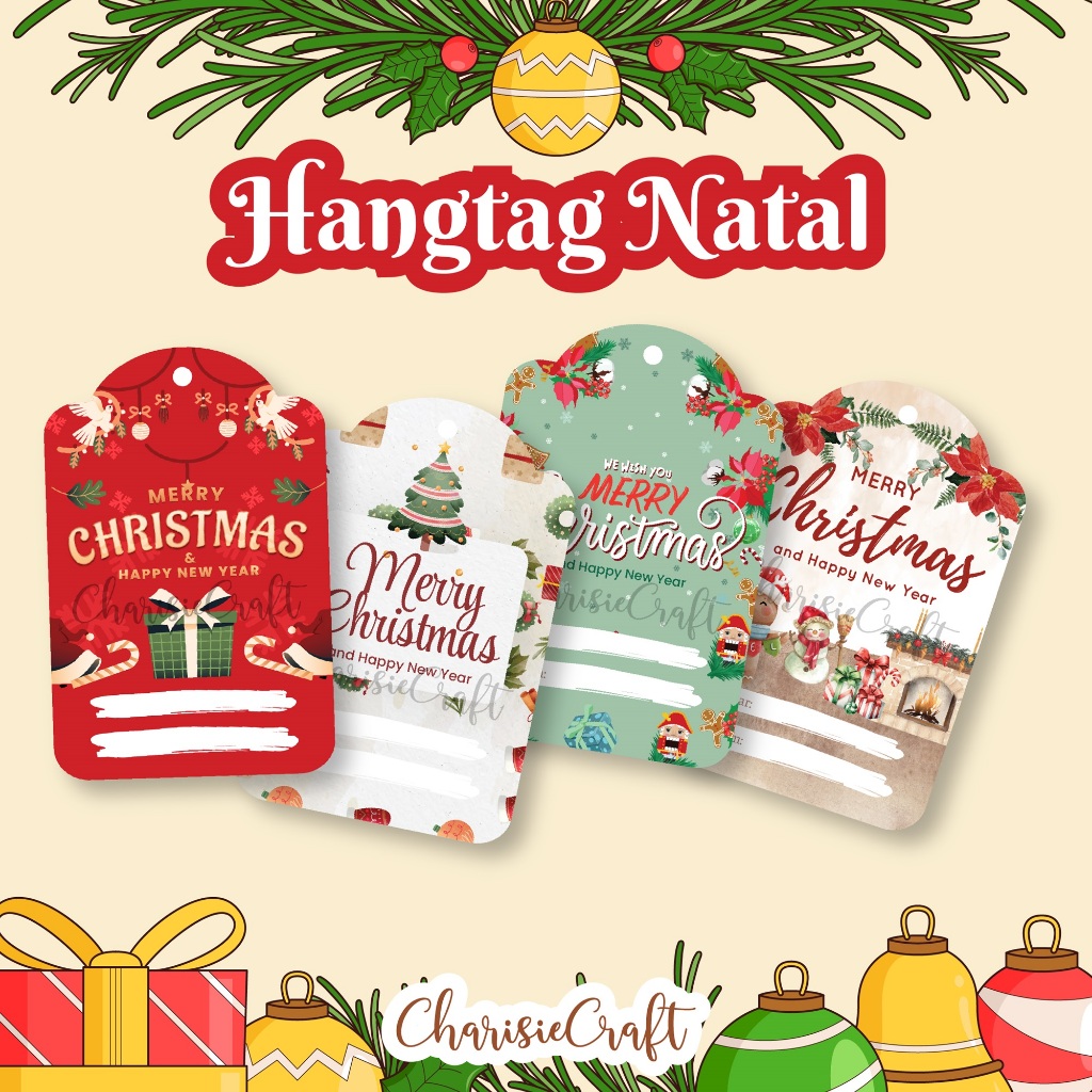 Jual hangtag ucapan natal tahun baru hang tag greeting merry christmas ...