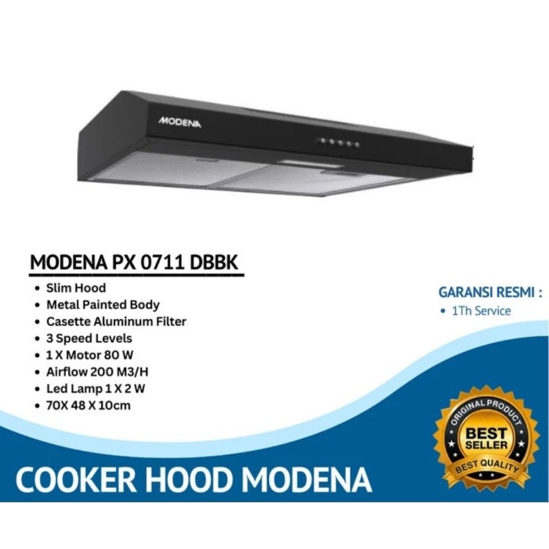 Jual COOKER HOOD MODENA 70CM PX0711 DBBK TUDUNG PENGHISAP ASAP MODENA | Shopee Indonesia