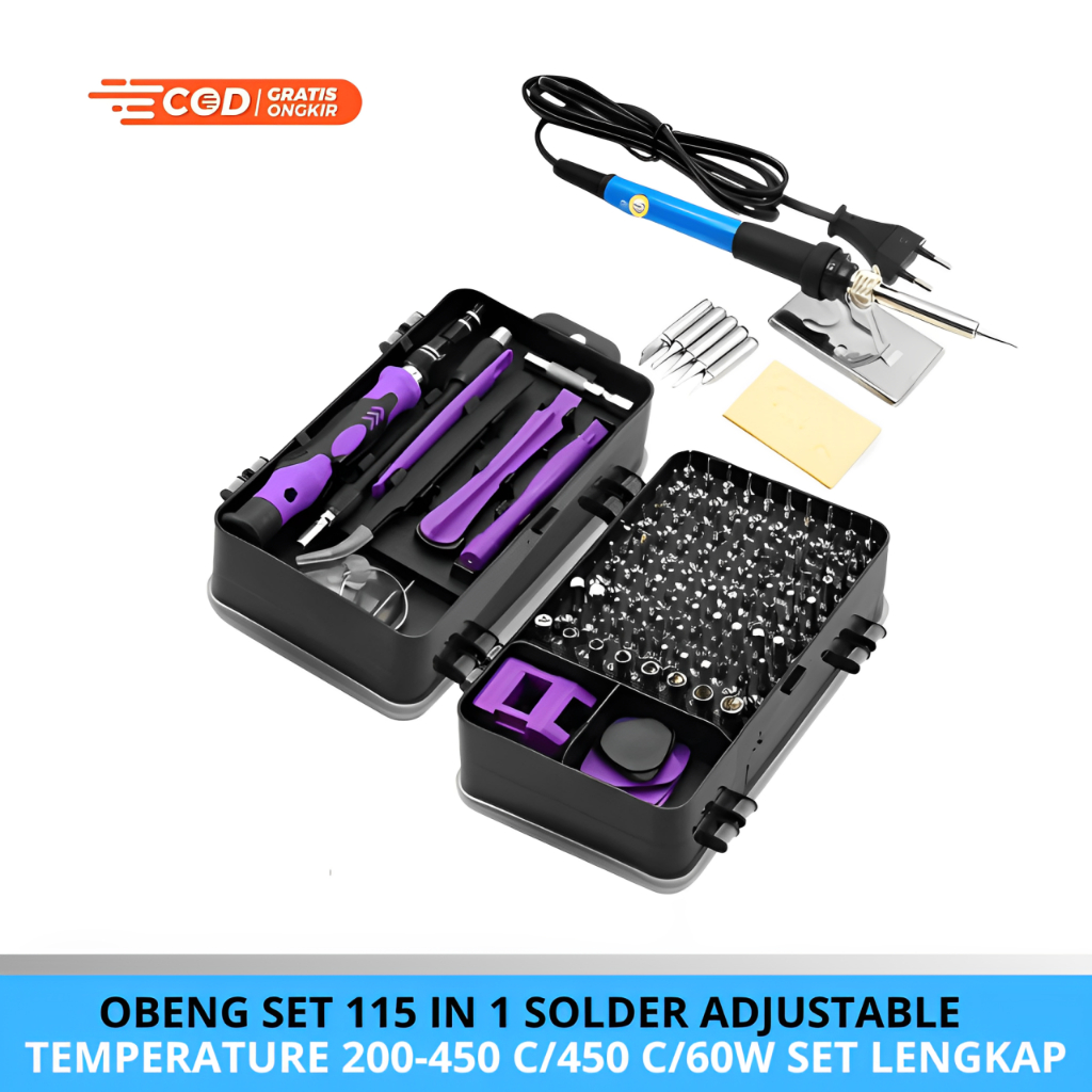 Jual Obeng HP Set 115 in 1 Torx Kunci Set Alat Service | obeng set 115 in 1 | solder listrik set ...