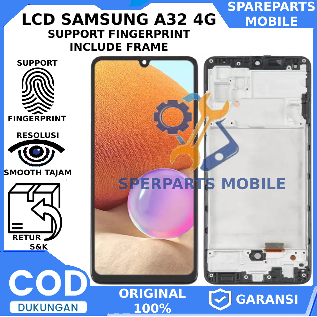Jual LCD TOUCHSCREEN SAMSUNG A32 4G SUPPORT FINGERPRINT ORIGINAL 100% Fullset Garasin + Packing ...