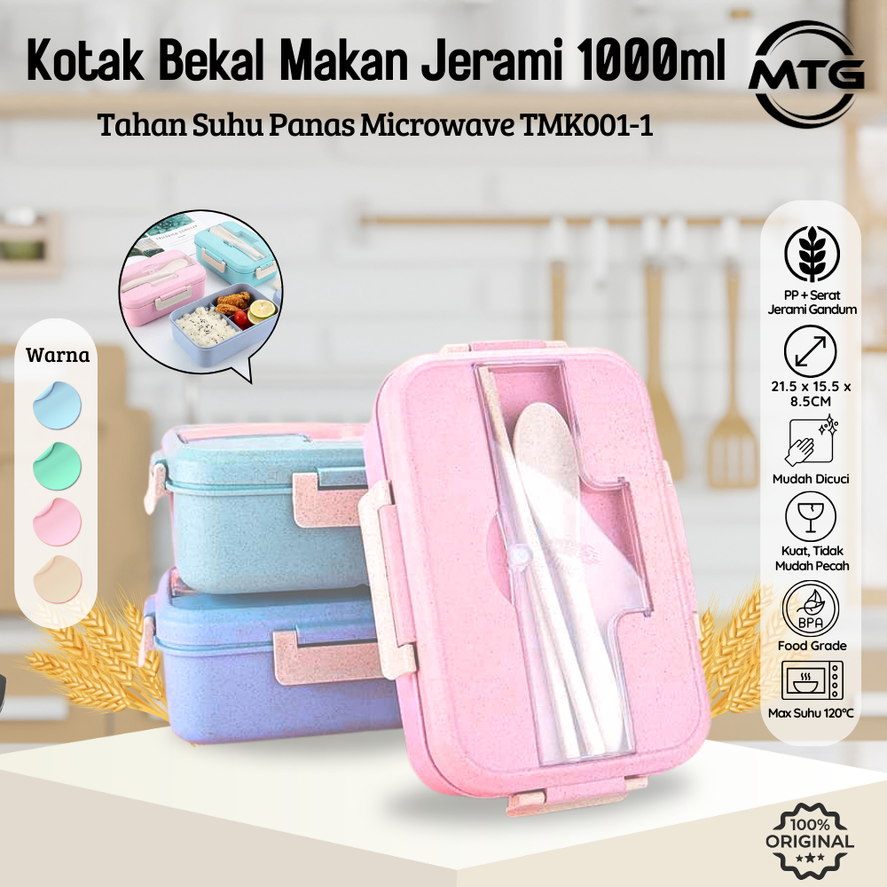 Jual Lunch Box Set TMK001-1 Kotak Bekal Makan Jerami Gandum Kotak Makan 1000ml | Shopee Indonesia