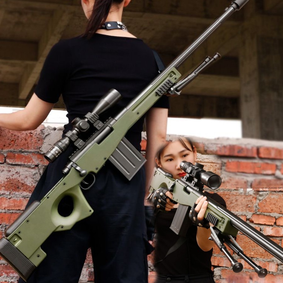 Jual Mainan Anak Sniper Gun Nerf Tembakan AWM KAR Soft Bullet AWP 109cm ...