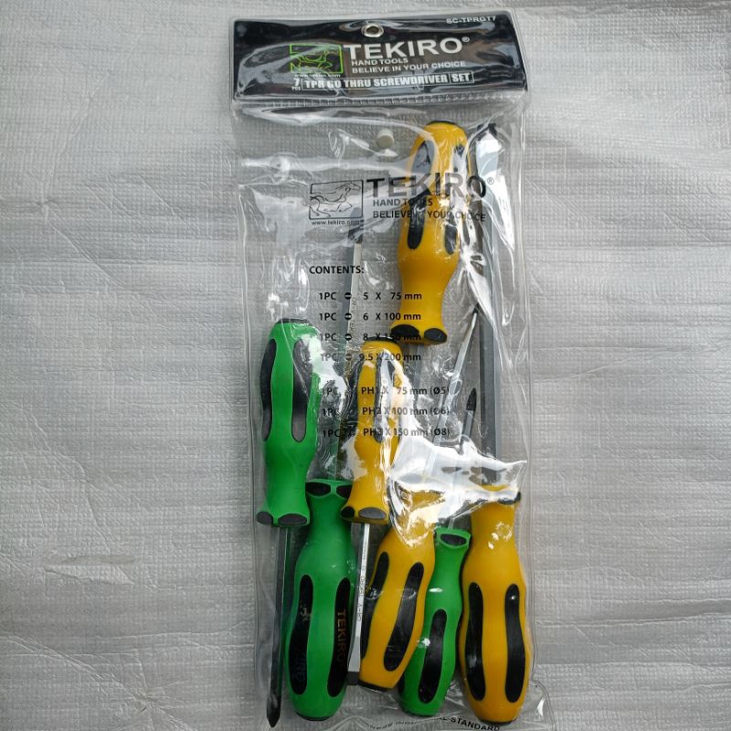 Jual Tekiro TPR GO THRU SCREWDRIVER SET 6 PCS ( OBENG TPR 6 PCS KETOK ...