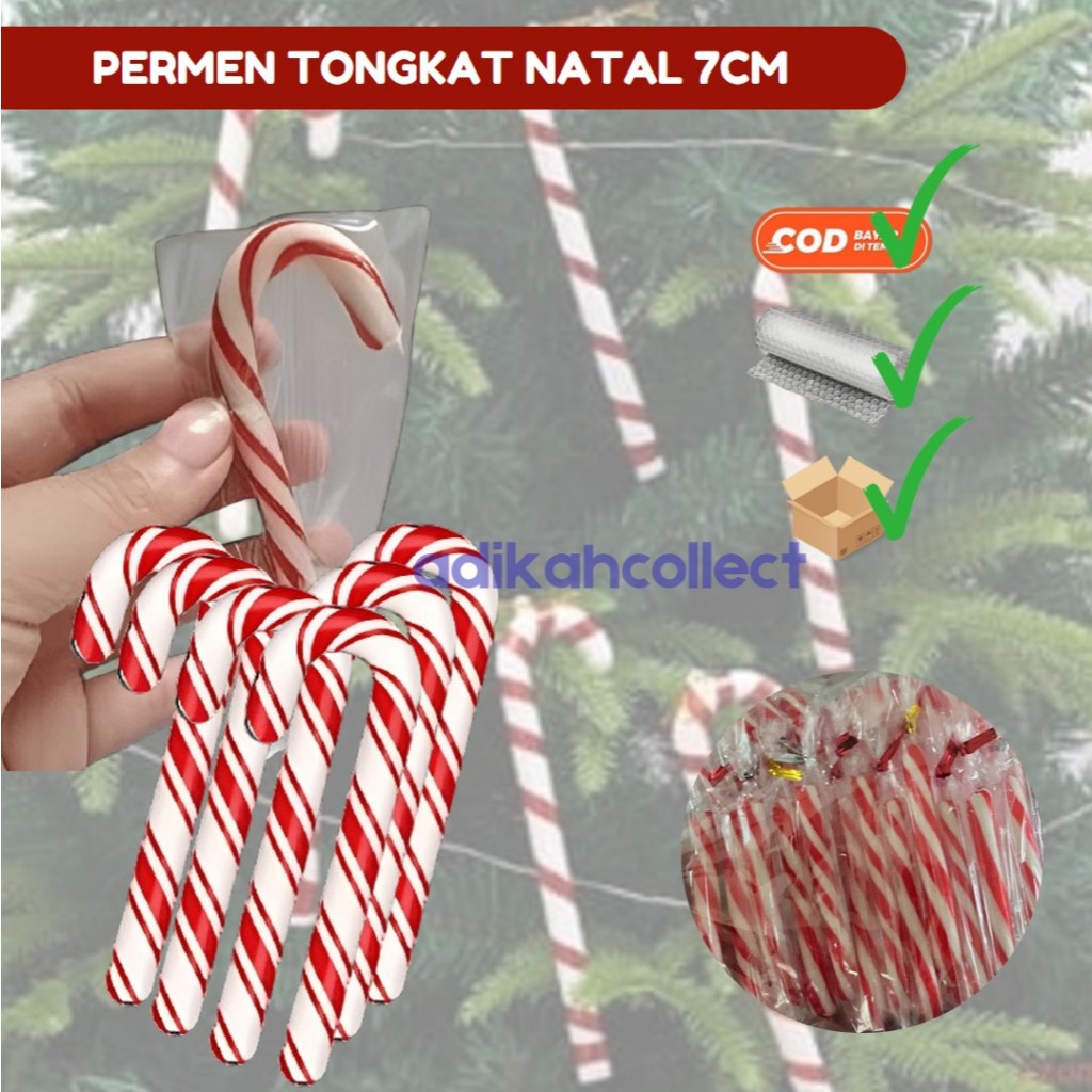 Jual Permen Tongkat Natal Candy Cane Ukuran 7cm | Shopee Indonesia