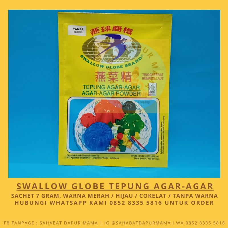 Jual Swallow Globe Tepung Agar-Agar Sachet Warna Merah Ukuran 7gram ...