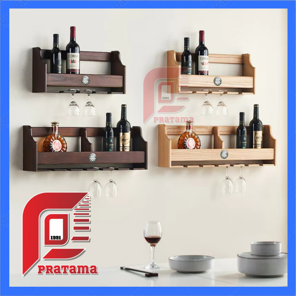 Jual Rak Botol Kayu Set Rak Gelas Gantung Rak Coffee Bar Serbaguna | Shopee Indonesia