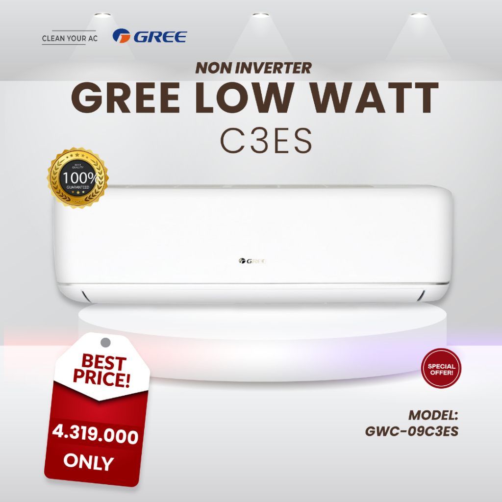 Jual GREE AC 1 PK LOW WATT NON INVERTER C3ES | GWC-09C3ES | Shopee ...