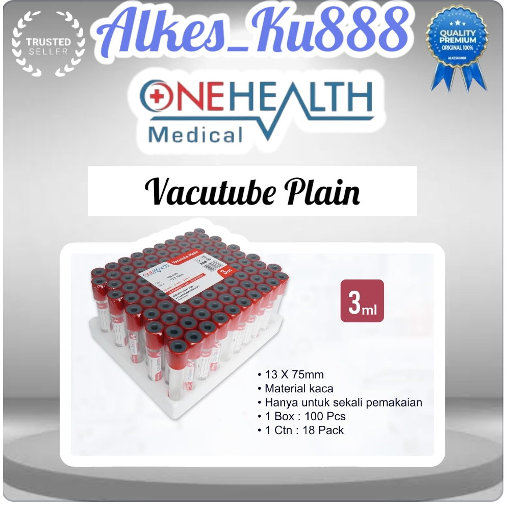 Jual VACUTUBE PLAIN GLASS DAN PLAIN PET 3ML ONEHEALTH/TABUNG DARAH ...