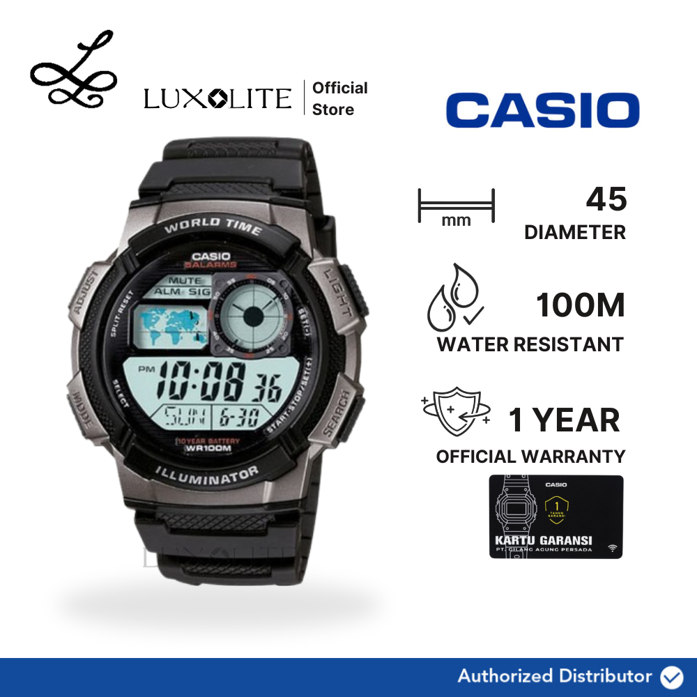 Jual [Luxolite] CASIO Jam Tangan Pria AE-1000W-1BVDF/AE-1000W-1BV/AE-1000W-1B Digital Black ...