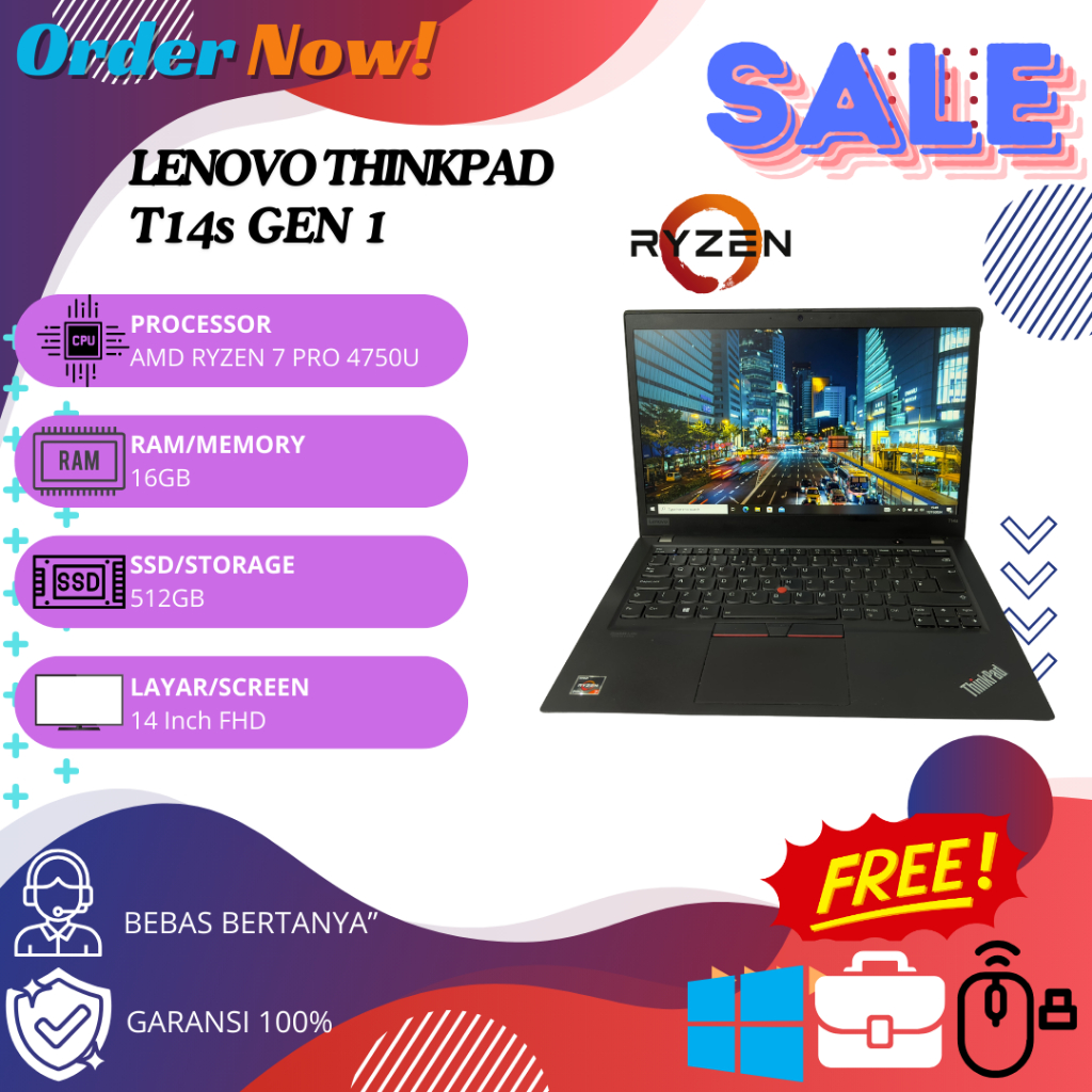 Jual Lenovo Thinkpad T14s GEN 1 AMD Ryzen 7 PRO 4750U / Intel Core i5 ...