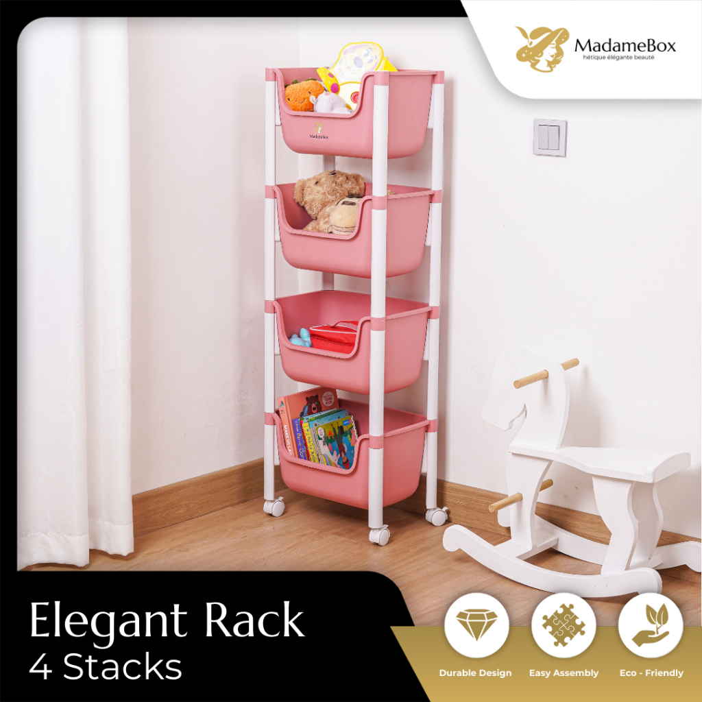Jual MadameBox Rak Keranjang Kotak 4 Susun Serbaguna Dengan Roda ...
