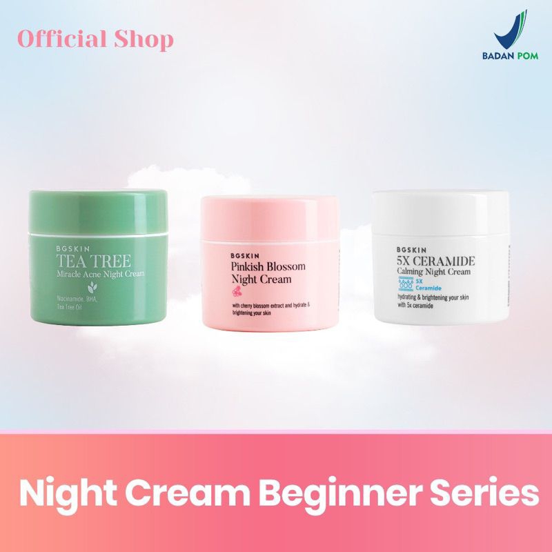 Jual BG SKIN Night Cream Beginner Series Pinkish Acne Ceramide Original ...