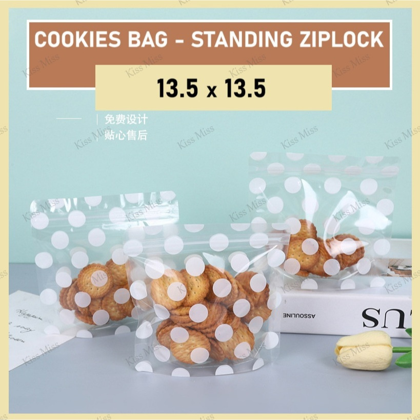 Jual 13.5x13.5 - STANDING ZIPLOCK COOKIES BAG - kue - snack - zipper ...