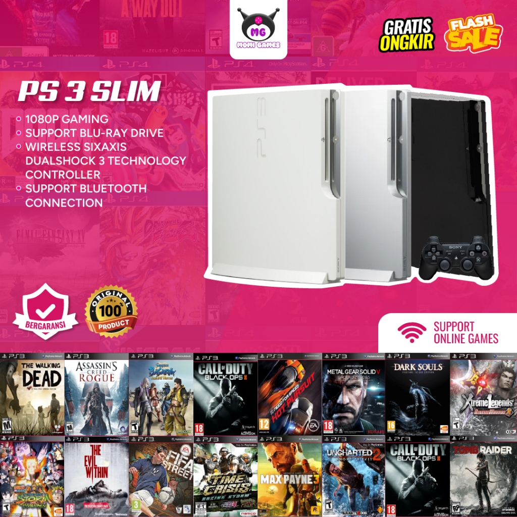 Jual PS3 PS 3 Slim Seri 2000 Sony 500GB 320GB 250GB 160GB Second Free ...