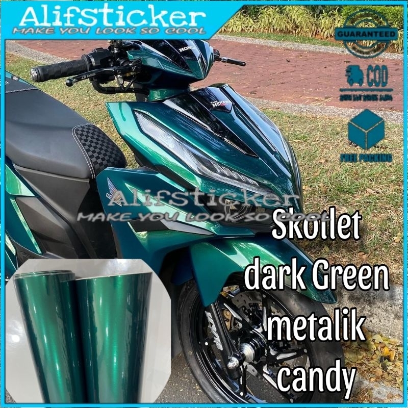 Jual Skotlet Hijau Tua Metalik Stiker Scotlite Dark Green Candy Super Glossy Sticker Motor Hijau ...