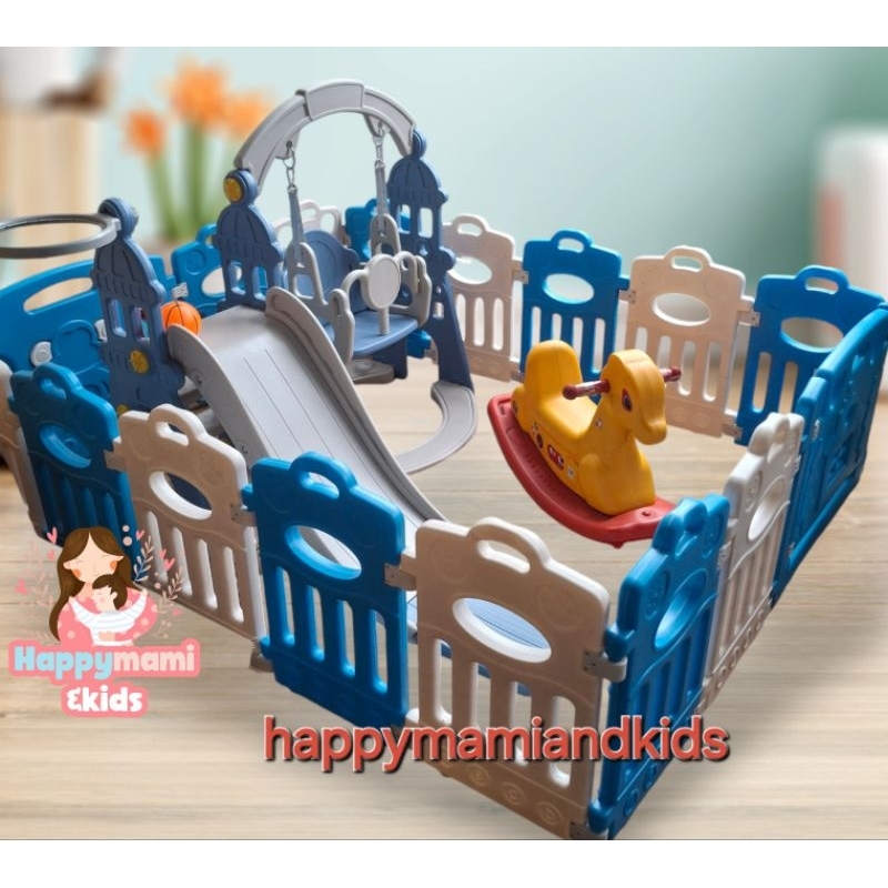 Jual Set playground pagar ayunan prosotan biru cowok | Shopee Indonesia