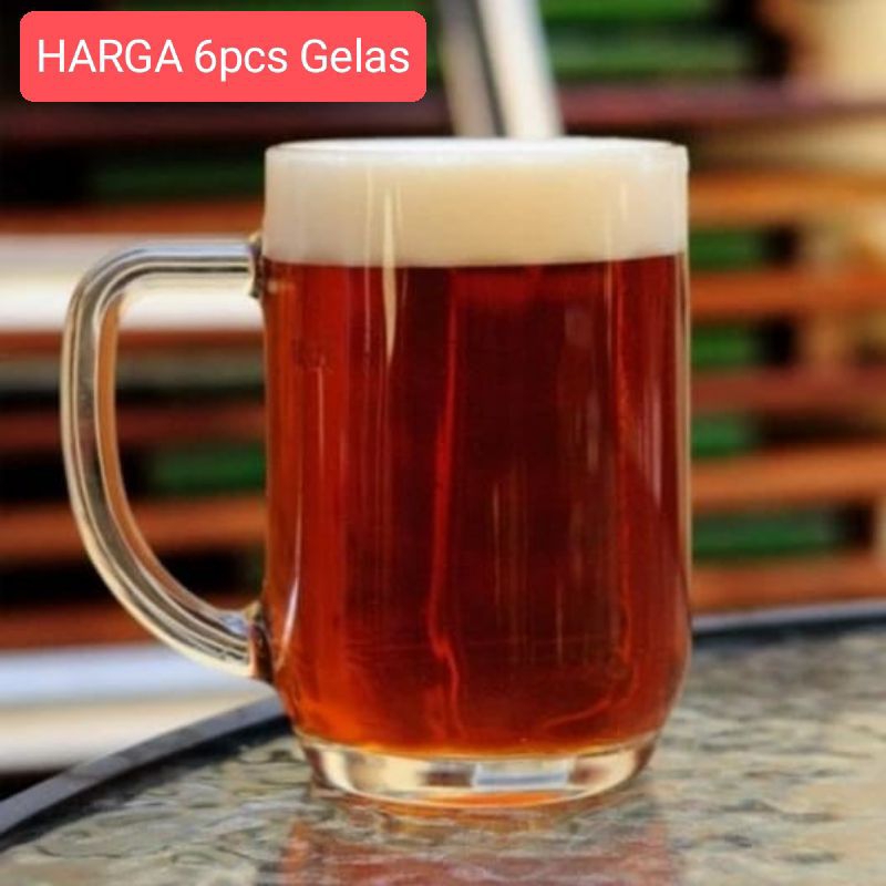 Jual 6pcs Gelas Gagang Kopi Es Teh 380ml/ Gelas Mug Gagang/ Gelas ...