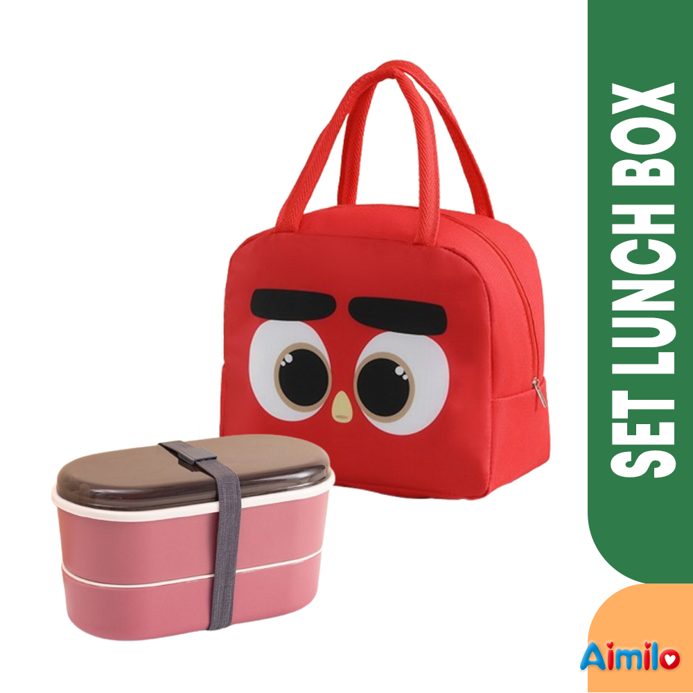 Jual Lunch Box Set 3 in 1 Set Kotak Makan Siang 2 Lapis Botol dan Tas Bekal - Aman Untuk ...