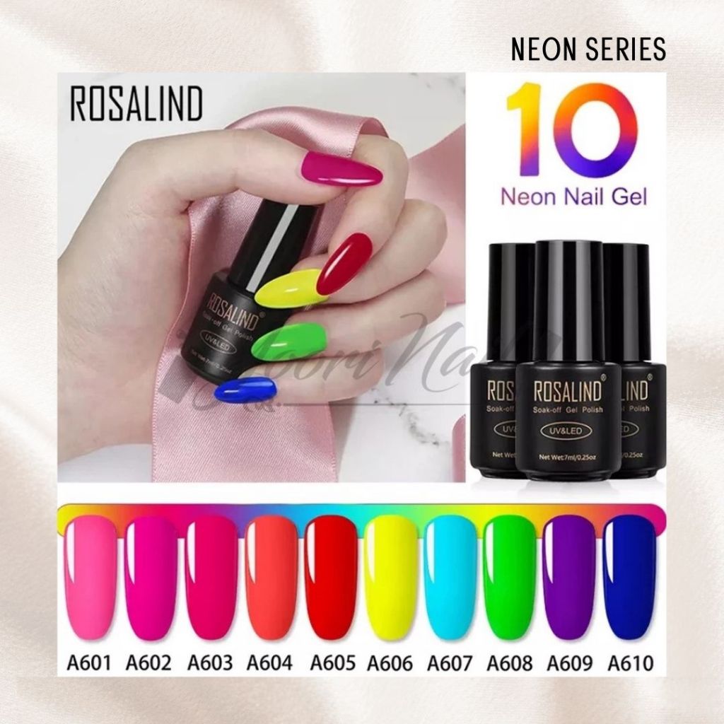 Jual Mini Rosalind neon series 7ml gel polish neon color effect kutek ...