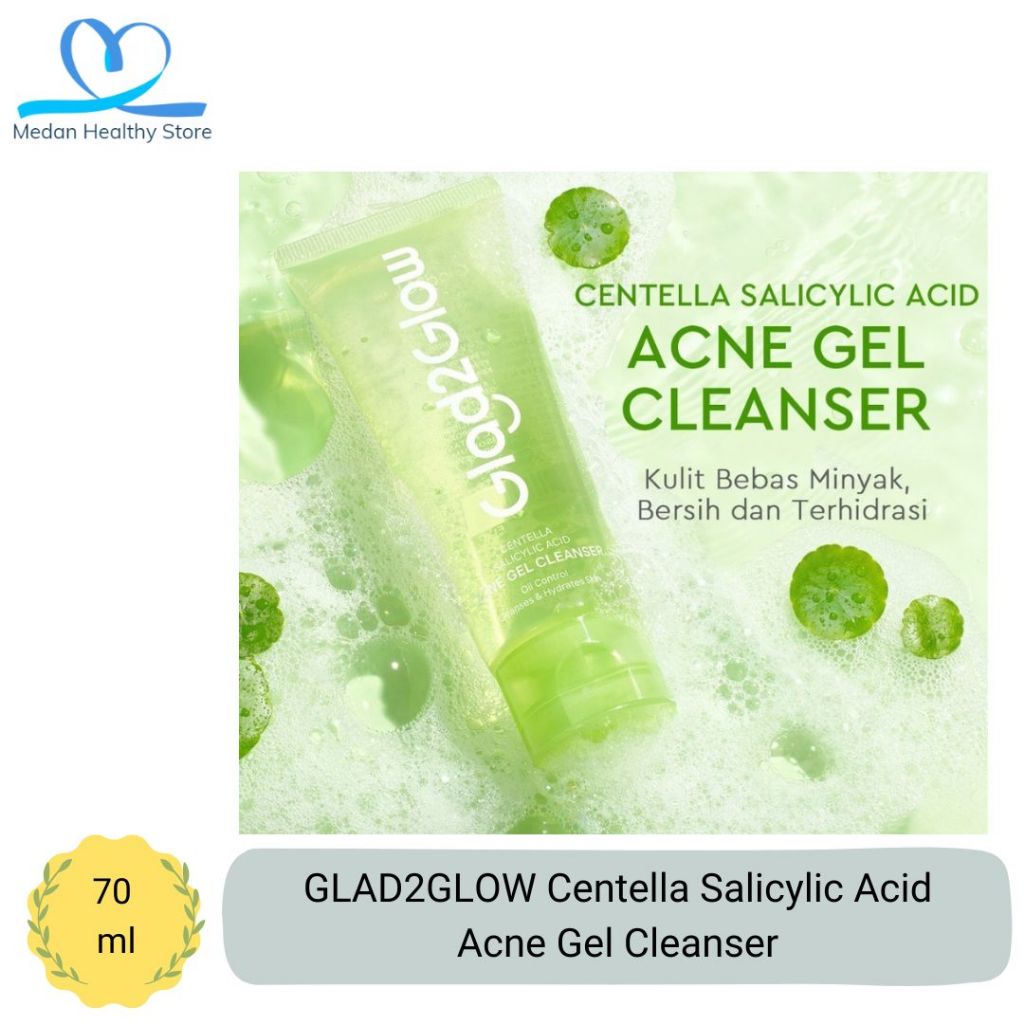 Jual GLAD2GLOW G2G Centella Salicylic Acid Acne Gel Cleanser 70 ml - Face Wash Kulit Berjerawat ...