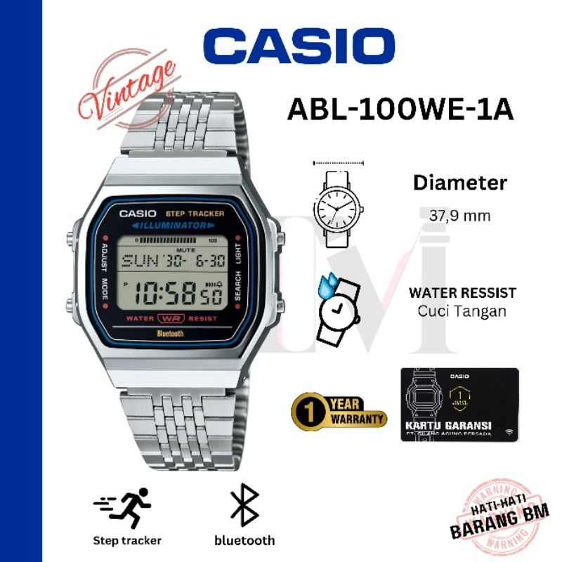 Jual CASIO ABL-100WE-1A Jam Tangan Original Digital Rantai Sport Classic Bluetooth link Antiair ...