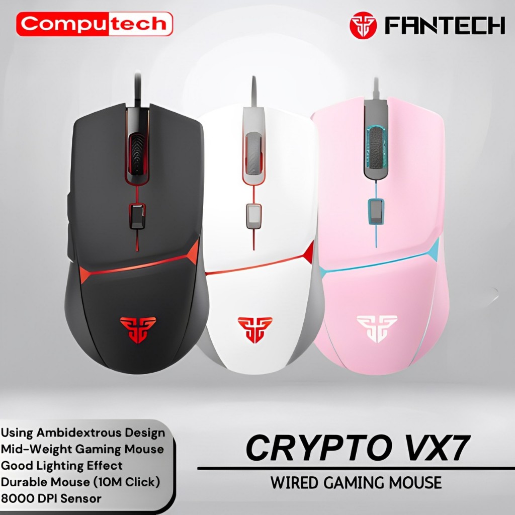 Jual Fantech Wired Gaming Mouse Macro CRYPTO VX7 8000 DPI - Mouse Gaming RGB Berkabel Kabel USB ...