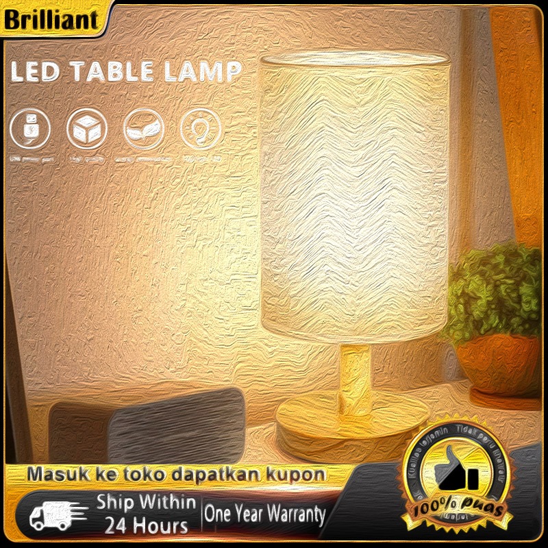 Jual Lampu Meja Led e Control 3 Color Lampu Wood Meja Hias Kain LED ...