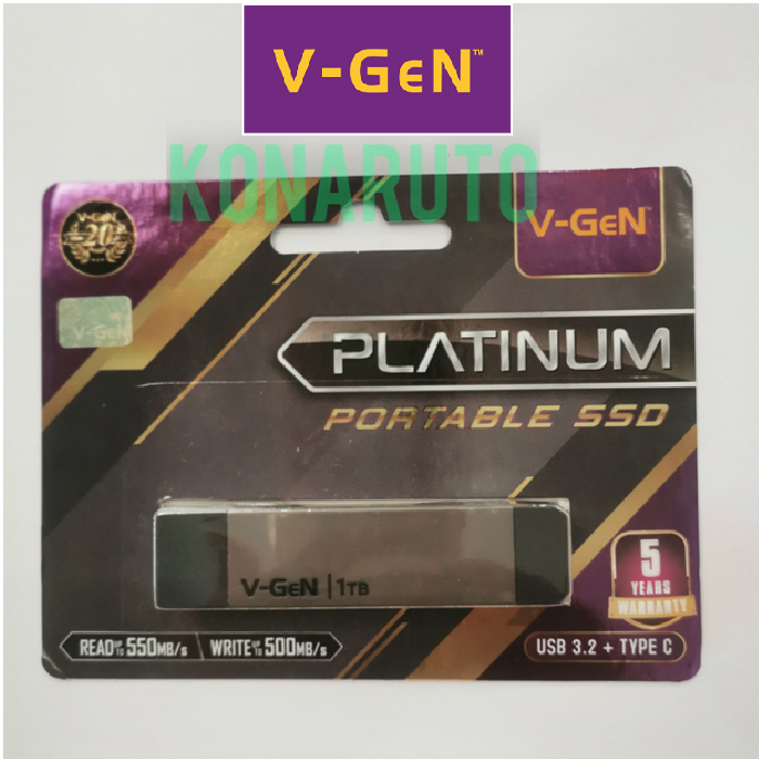Jual V-GeN SSD Portable Platinum 1TB SSD External USB 3.2 Type-C VGEN ...